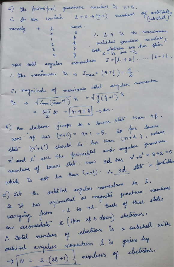 A Calculate In Units Ofℏ The Magnitude Of The Maximum Total Orbital