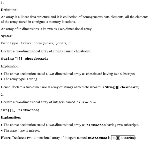 1declare A Two Dimensional Array Of Strings Namedchessboard Wizedu
